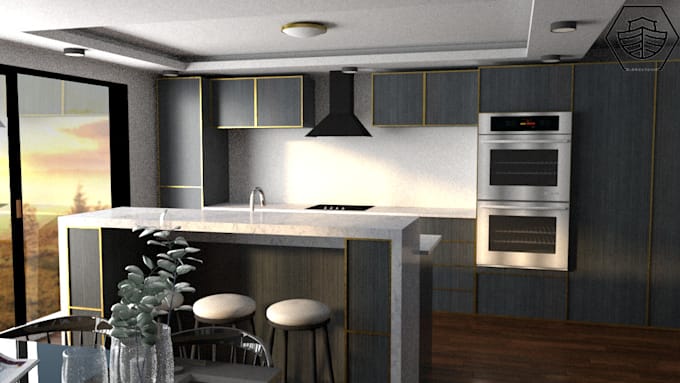 Do kitchen interior design with photorealistic render by Dani_baloto ...
