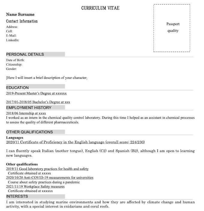 Write your resume in italian, english or spanish by Adele_00 | Fiverr