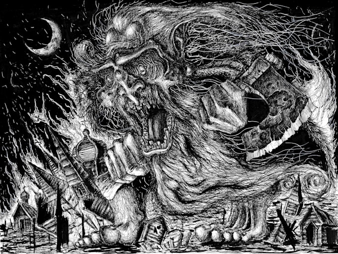 Draw a grotesque dark artworks by Necrogrinder | Fiverr