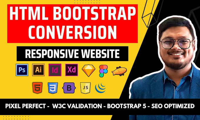 Convert psd to html, figma to html, responsive bootstrap 5 by Dev_noortushar | Fiverr