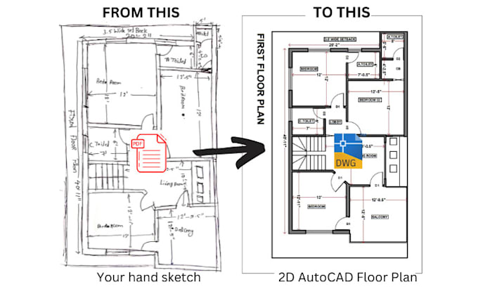 Convert your pdf, image or sketch drawing to auto cad by ...