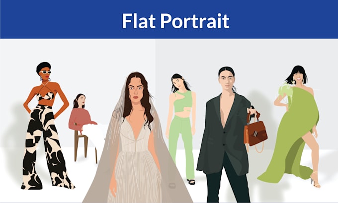 Create minimal flat portrait and line art by Rebekachakma | Fiverr