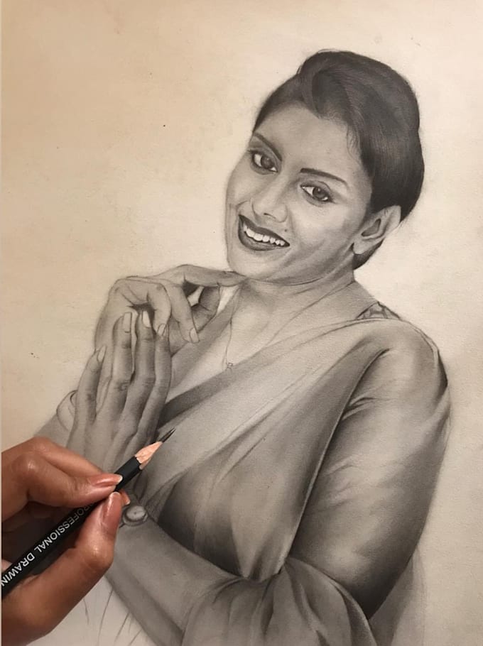 Realistic hand draw pencil portrait, pencil sketches, family portrait ...