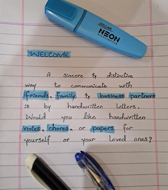 Do the handwritten job perfectly and also do creative writing by Yahya ...