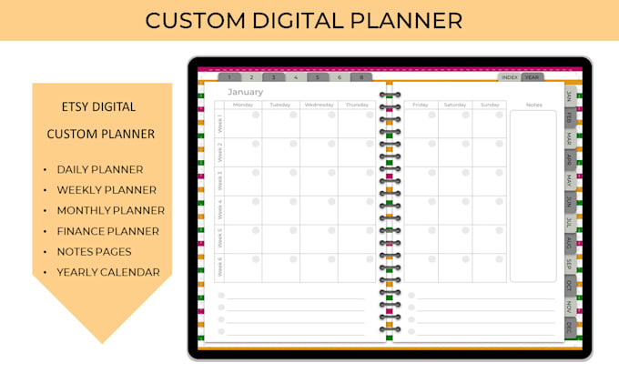 Design custom digital planner, printable planner for etsy by ...