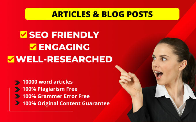 Write engaging 1500 words seo optimized articles, blog post by ... Write engaging 1500 words seo optimized articles, blog post by ...