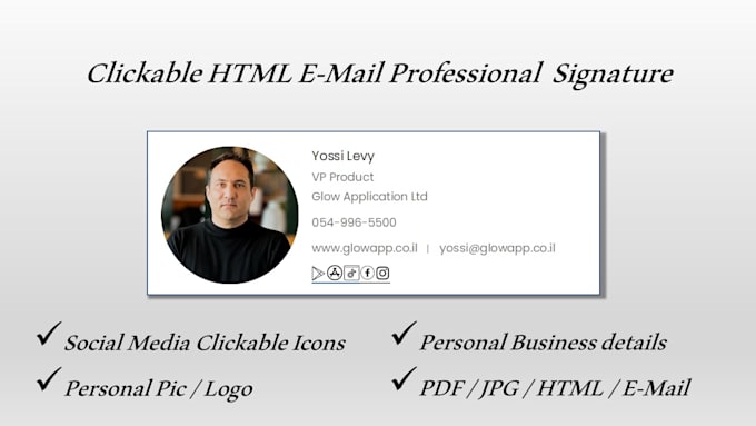 Make clickable and beautiful email signatures by Yossilevy1823 | Fiverr