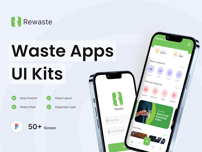 Waste ui kit mobile apps by Rizkipm | Fiverr