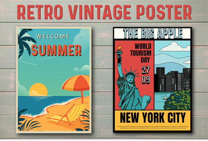 Design and redesign creative retro vintage poster flyers and banner by ...