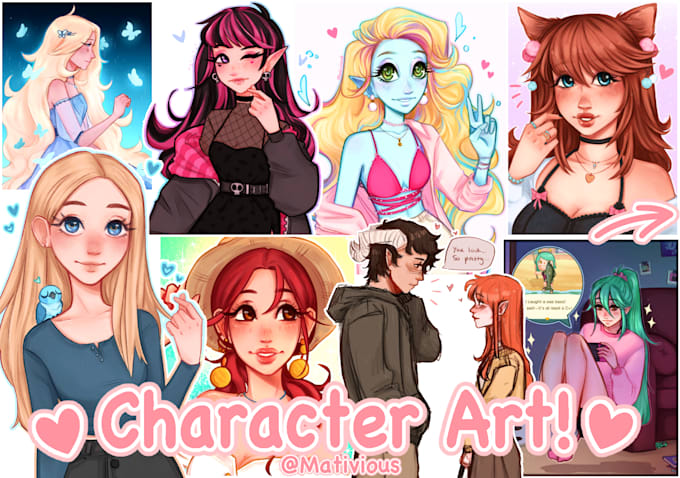 Draw a digital character illustration or concept by Mativious | Fiverr