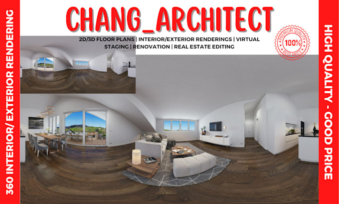 Do 360 interior exterior renderings, 360 virtual tour by Chang ...