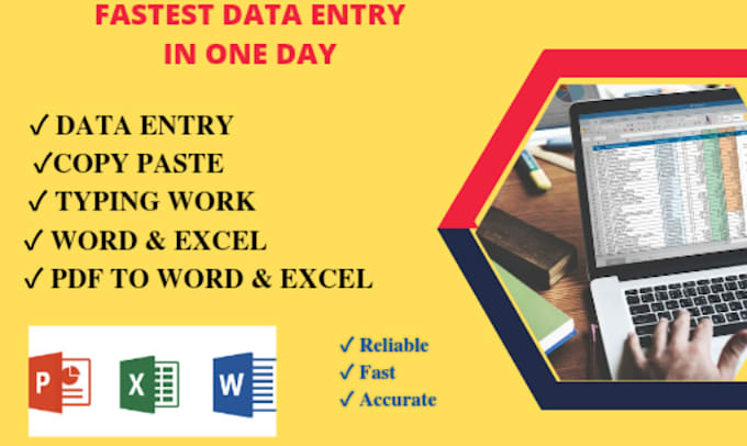 Do fastest data entry in one day, internet research by Shrutihake | Fiverr