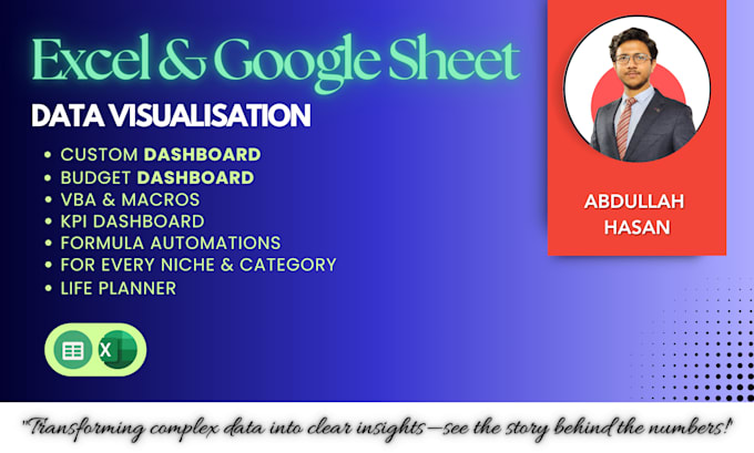 Build dynamic excel dashboards and google spreadsheets by Abdullah_ahs | Fiverr