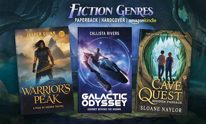 Create captivating book cover for fiction genres fantasy sci fi horror ...