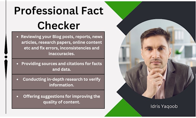 Do accurate fact checking for your content by Idrisyaqoob | Fiverr