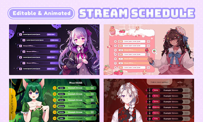Make cute aesthetics stream schedule template for vtubers by ...