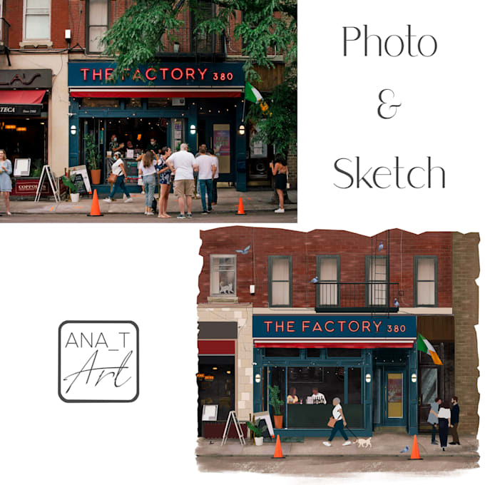 Do building facade, sketch technique by An_t_design | Fiverr