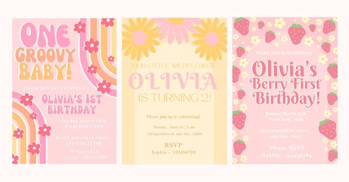 Design a cute and aesthetic girls birthday party invitation by ...