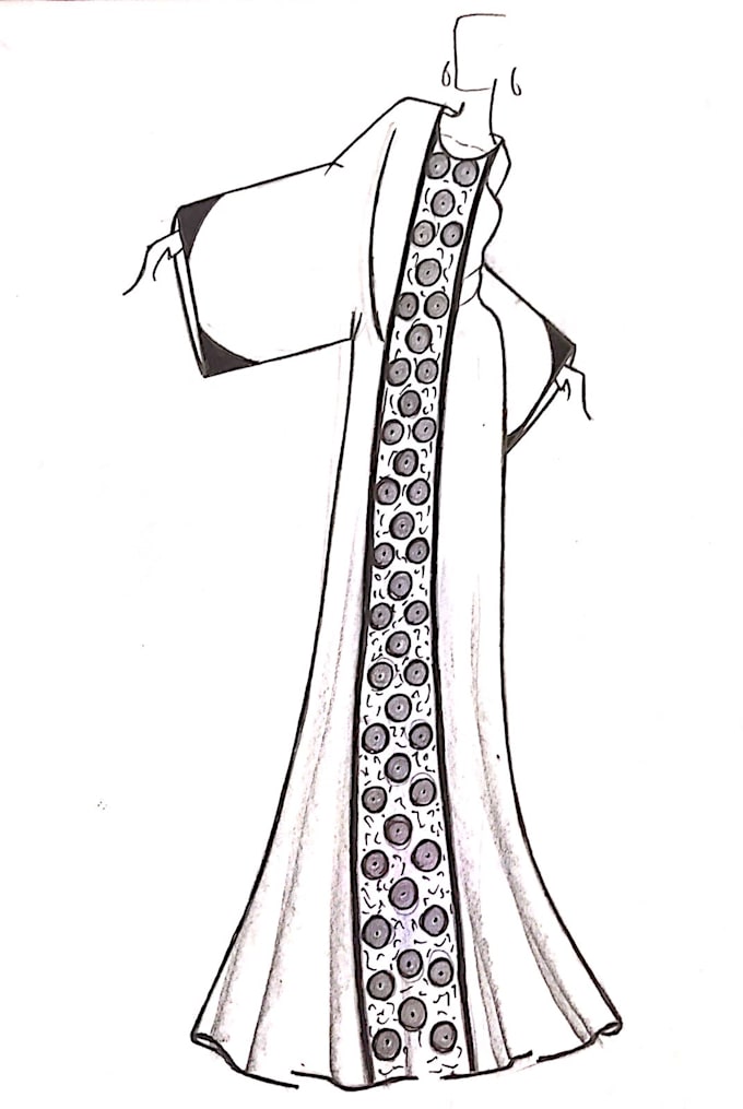 Draw abaya illustration and sketches black and w and colour by ...