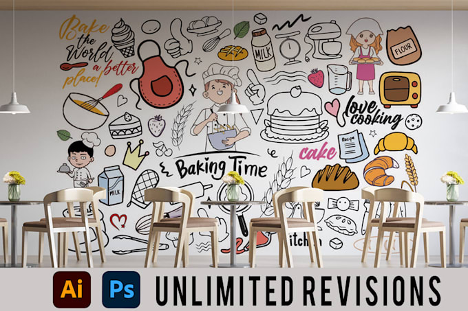 Design professional doodle walls, murals, wallpaper by Hamzii_studio ...