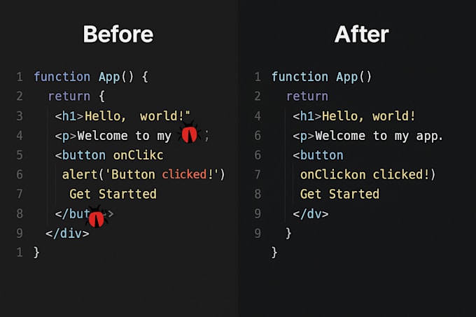 Fix react, nodejs, and javascript bugs professionally by Mozammel_jibon | Fiverr