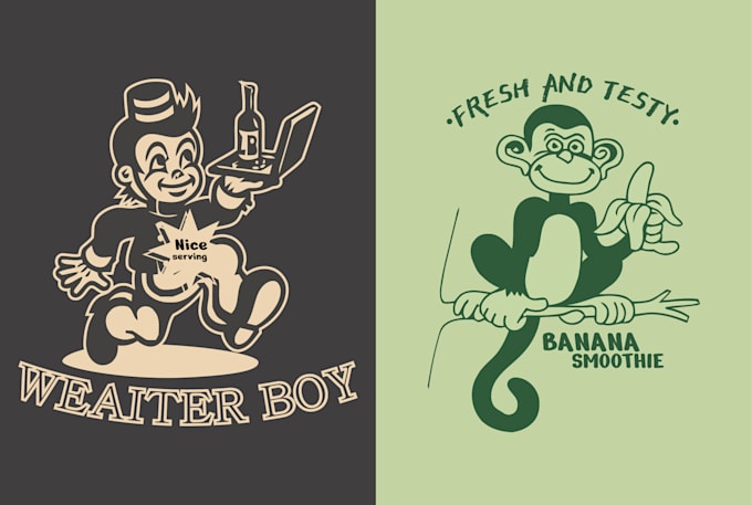 Create vintage cartoon retro character mascot illustration by Raihan ...