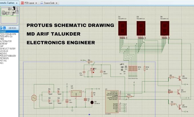 Schematic and pcb drawing in protues software by Ariftalukder419 | Fiverr