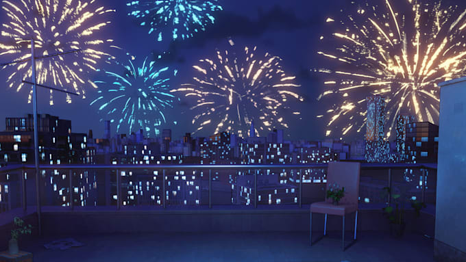 Send you a premade animated rooftop background for vtubers by ...