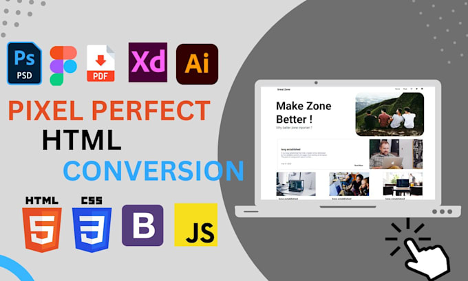 Psd to html and figma xd pdf using bootstrap responsive website by Mohsiiiiin | Fiverr