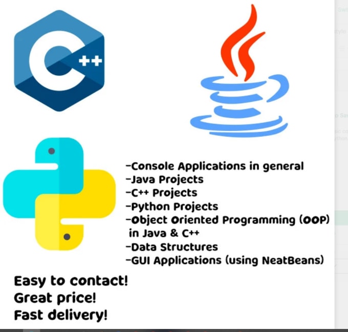Code a cpp, python, java program for you by Leilam28 | Fiverr Code a cpp, python, java program for you by Leilam28 | Fiverr