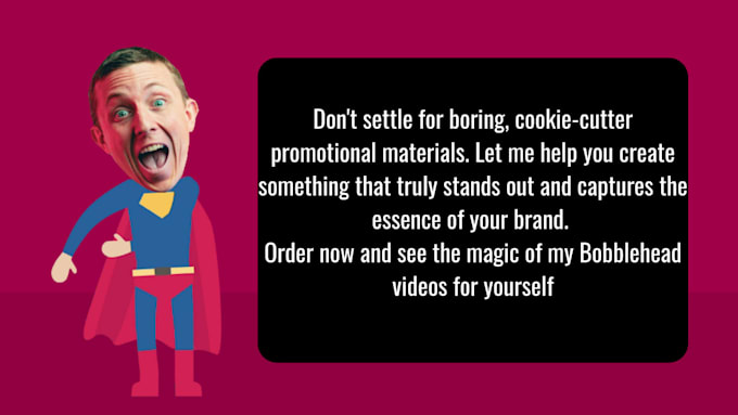 Create a bobble head video for your business novelty video ad by Beanzy ...