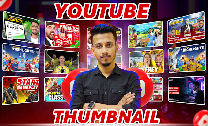Youtube thumbnail design that gets clicks and boosts views by Bellal160 ...