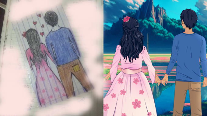 Convert your image into digital anime style art with background by ...