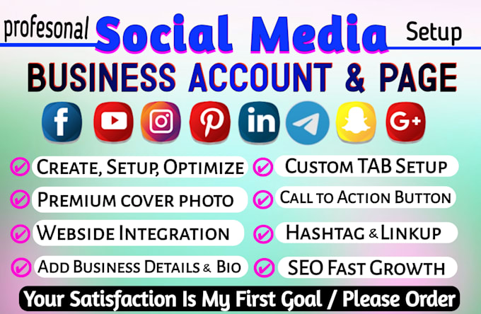 Create All Social Media Accounts Setup Your Business Pages By