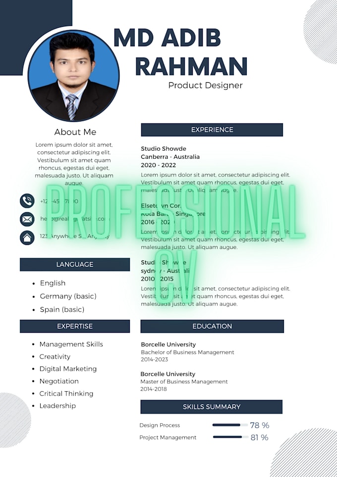 Expertly create your cv and resume for you by Md_adib_rahman | Fiverr