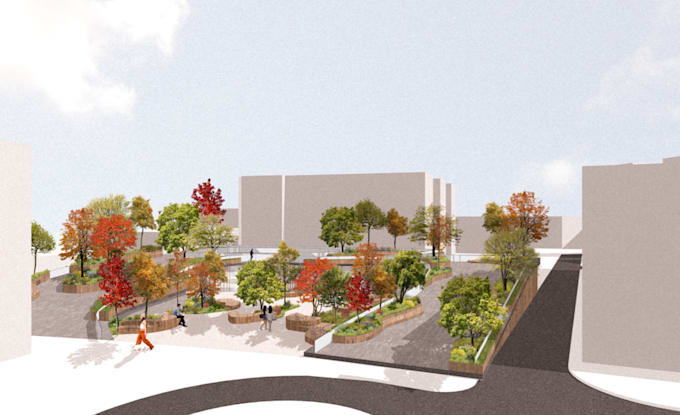 Do high quality comic style architecture renderings by Luciapavia | Fiverr