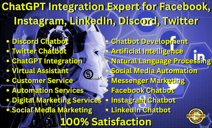 Do chatgpt integration for facebook, instagram, linkedin, discord ...