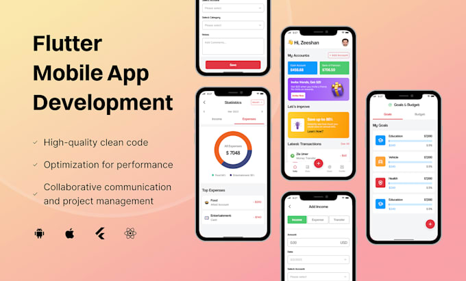 Do Flutter Mobile App Development For Both Android And Ios App By
