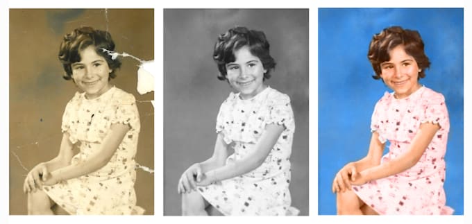 Retouch, restore, colour your old photos by Alesiazhuli | Fiverr