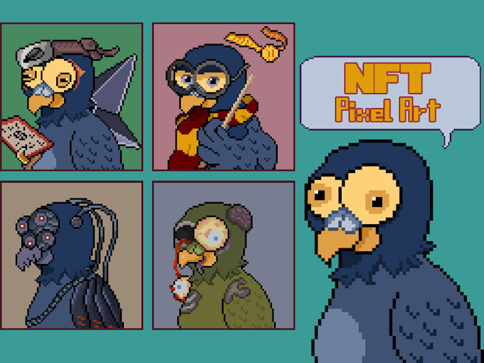 You will get nft characters in pixel art by Asista02 | Fiverr