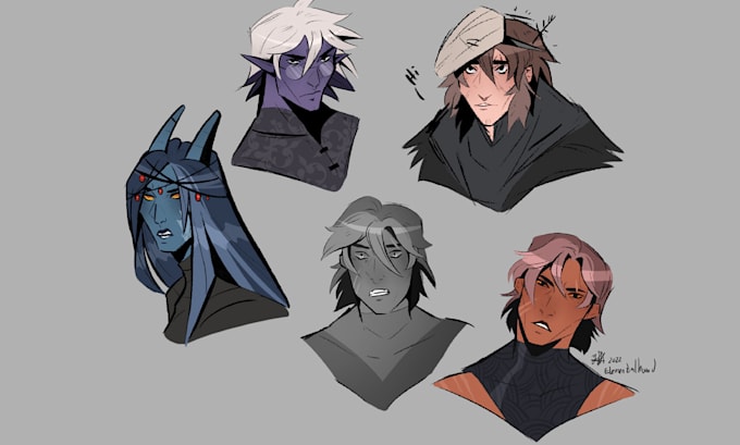 Draw a digital character expression sheet by Elementalhound | Fiverr