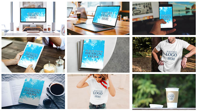 Design a showcase mockup for your product, logo, cover book by ...