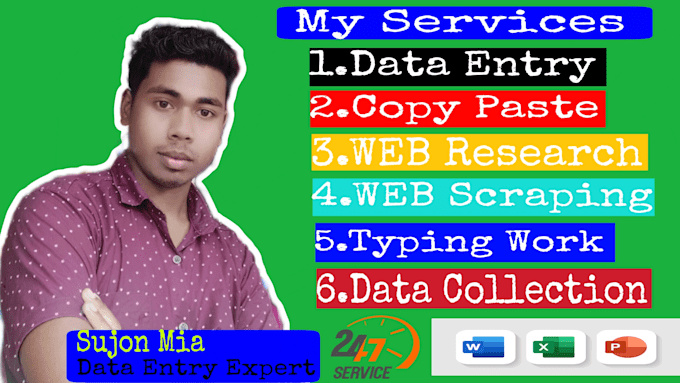 Do data entry, web scraping, excel, typing, copy paste work by ...