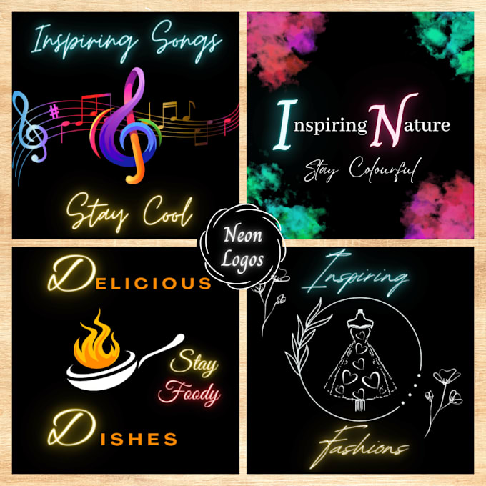 Furnish neon lettering logo designs by Inspiringnature | Fiverr