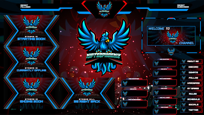 Design a custom twitch overlay, twitch animation, and mascot logo by ...