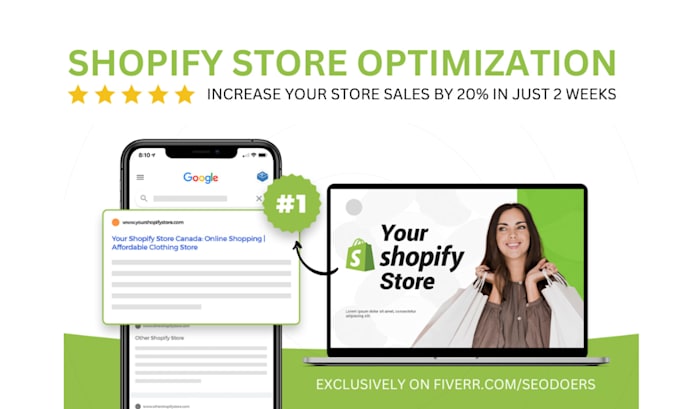 Optimize shopify store design for your ecommerce product seo by Seodoers | Fiverr