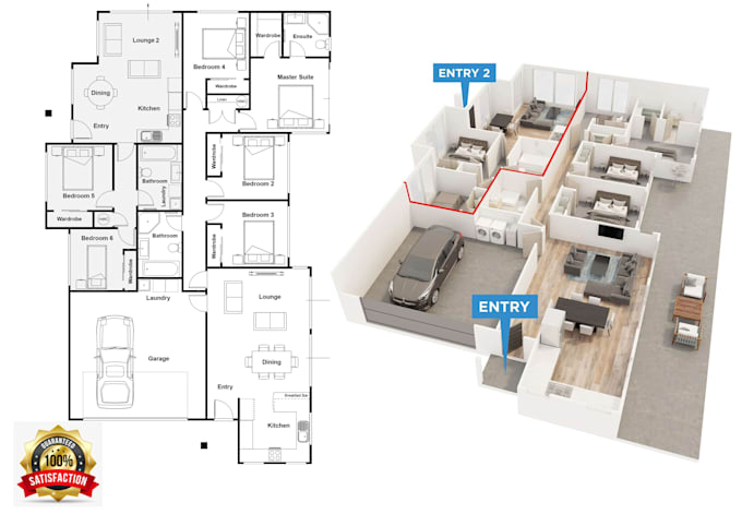 Draw 2d floor plans and architectural blueprints in autocad by Ahd_studio | Fiverr