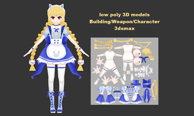 Low poly models and draw model textures by Billsdy | Fiverr