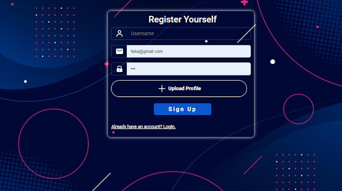 Design login and signup form with storing data in database by ...