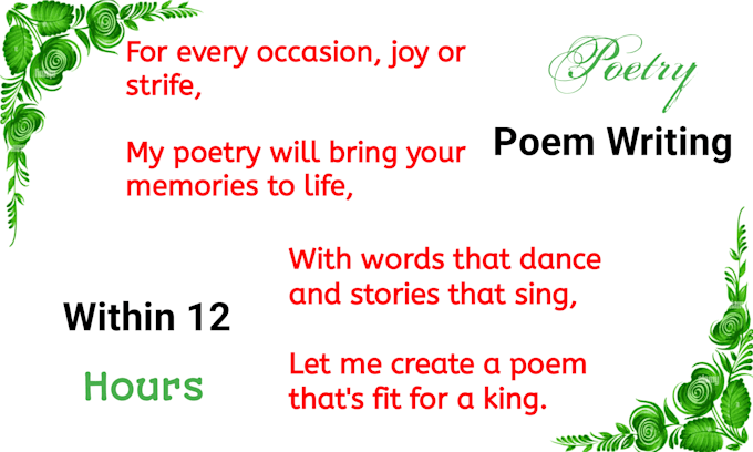 Write poetry and poem on any special occasion or event by Bloggriter ...